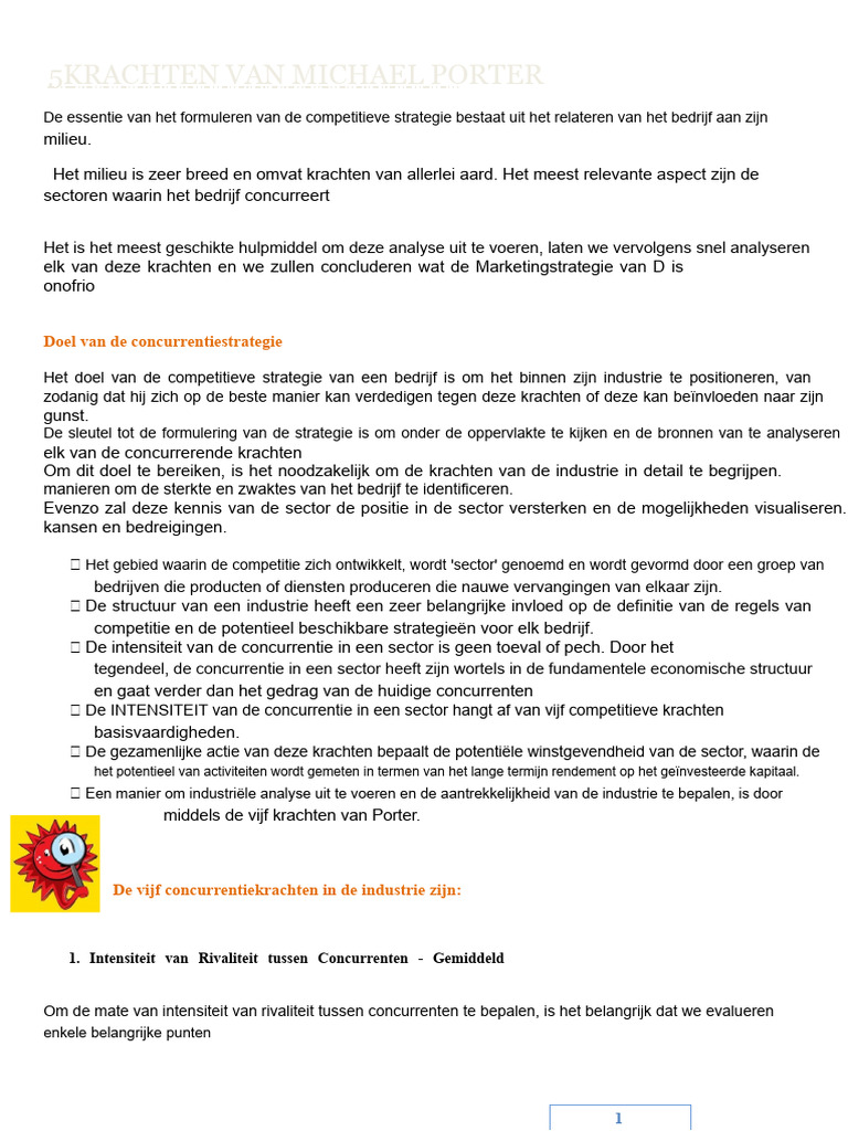 5 Vijf Krachten Van Porter in Het Bedrijf Donofrio | PDF