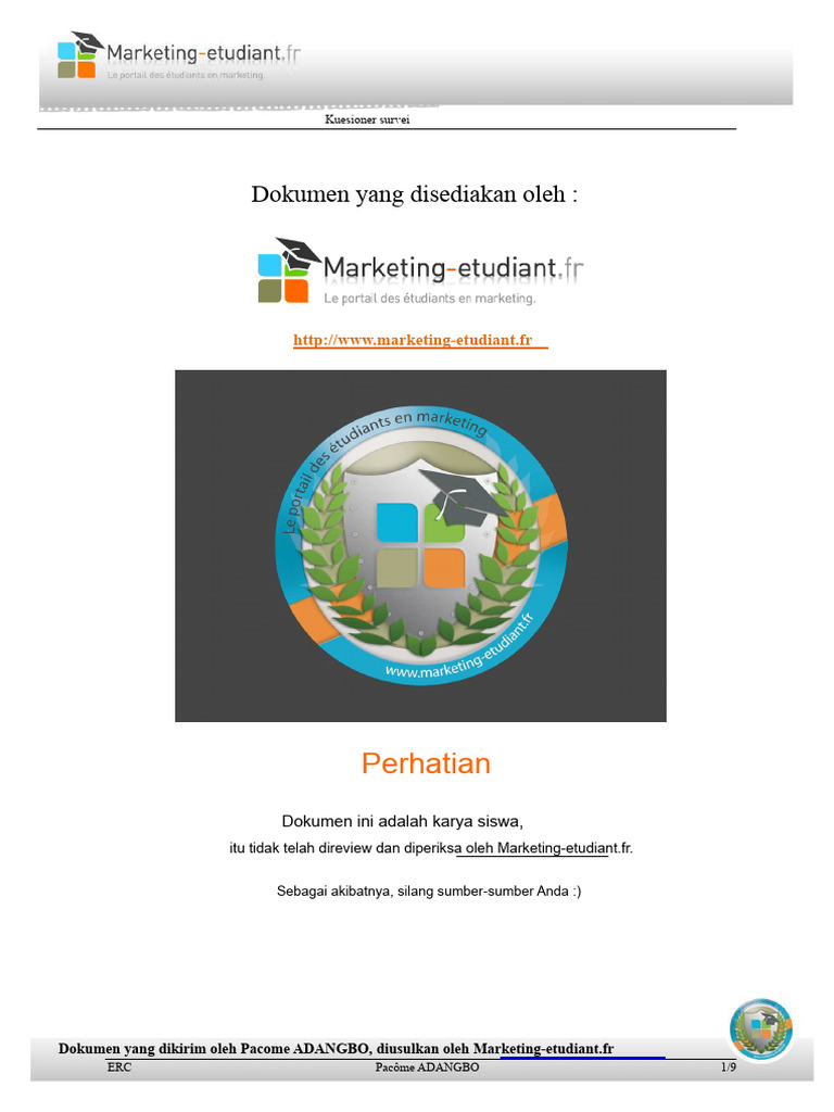 Panduan Penyusunan Kuesioner Survei | PDF