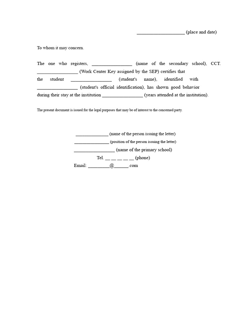 Student Good Behavior Certificate | PDF