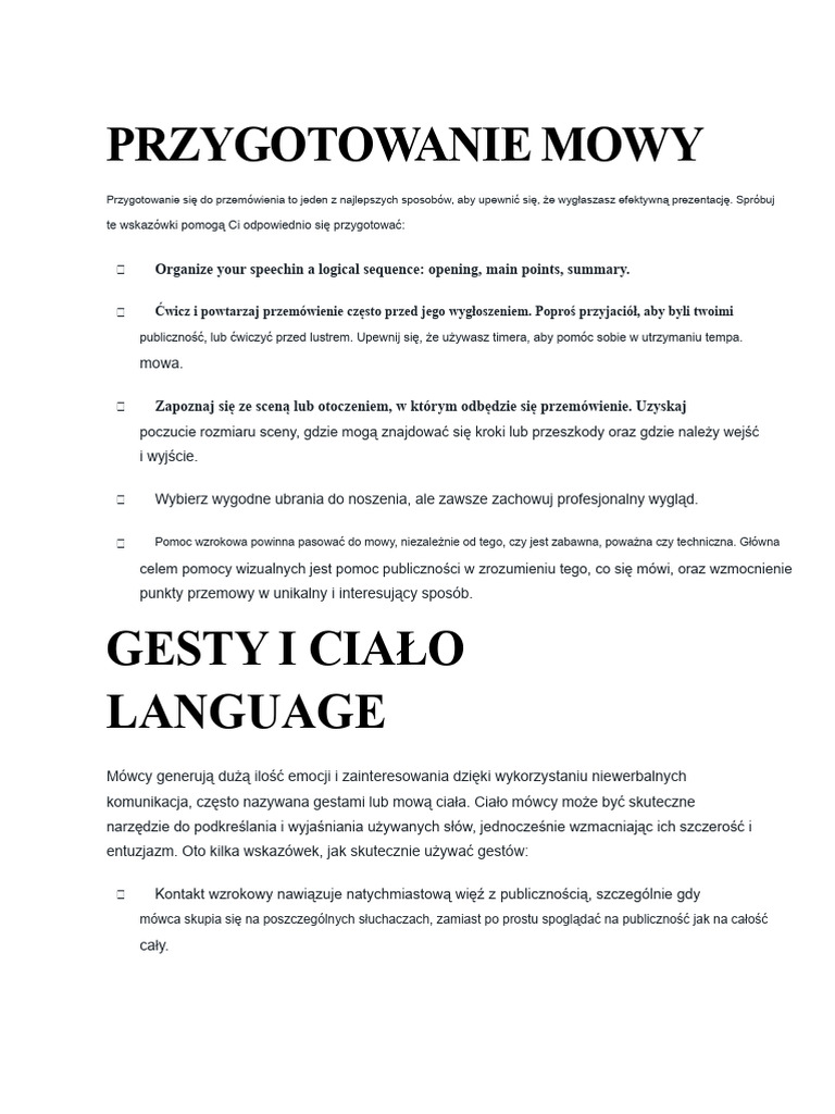 Mowa I Mowa Oratorska | PDF