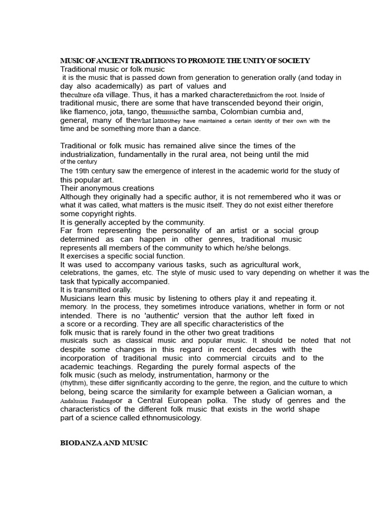 Music of Ancient Traditions To Move The Unity of Society | PDF | Folk ...