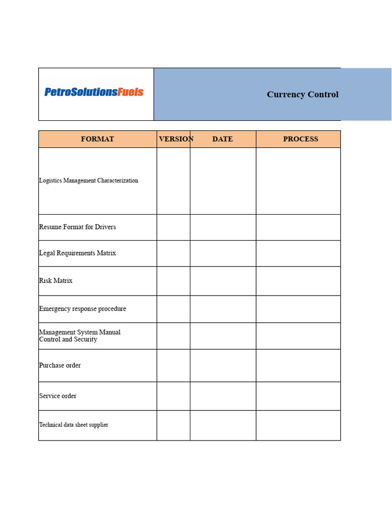 Change control format | PDF