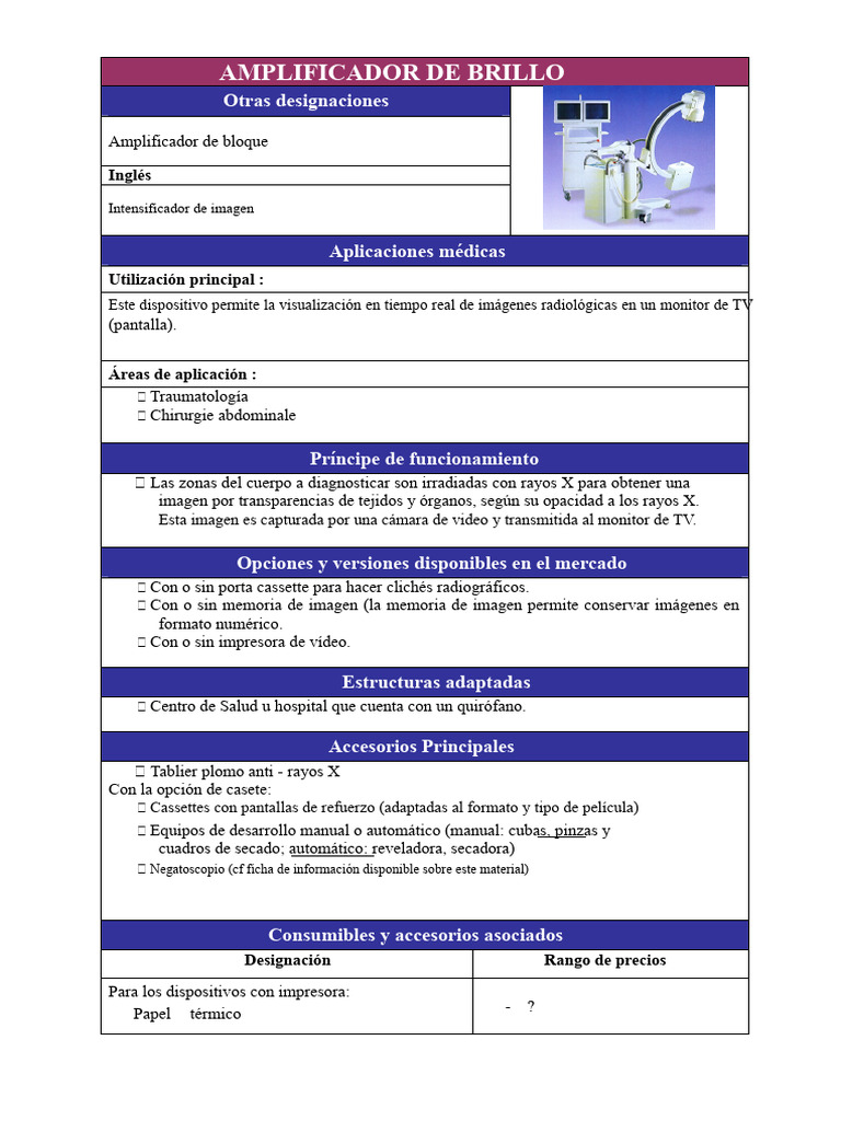 Amplificador de Brillo | PDF | Rayo X | Impresora (Computación)