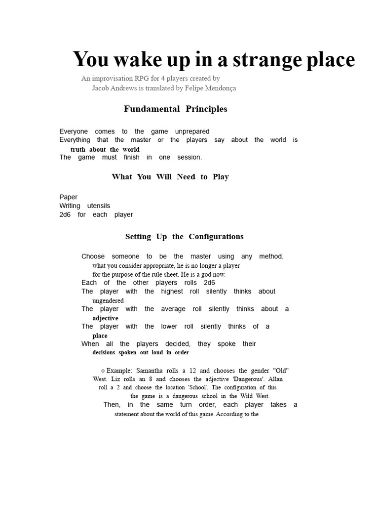 You Wake Up in A Strange Place | PDF