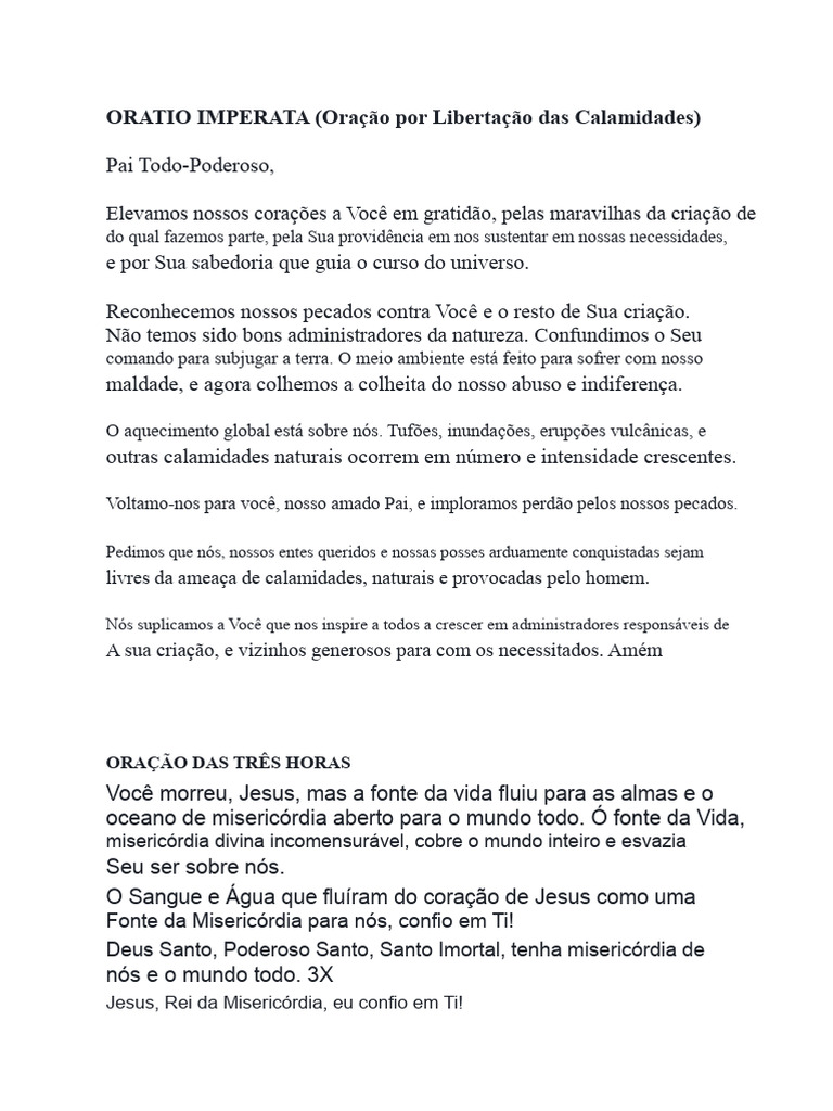 Oração por Libertação das Calamidades | PDF