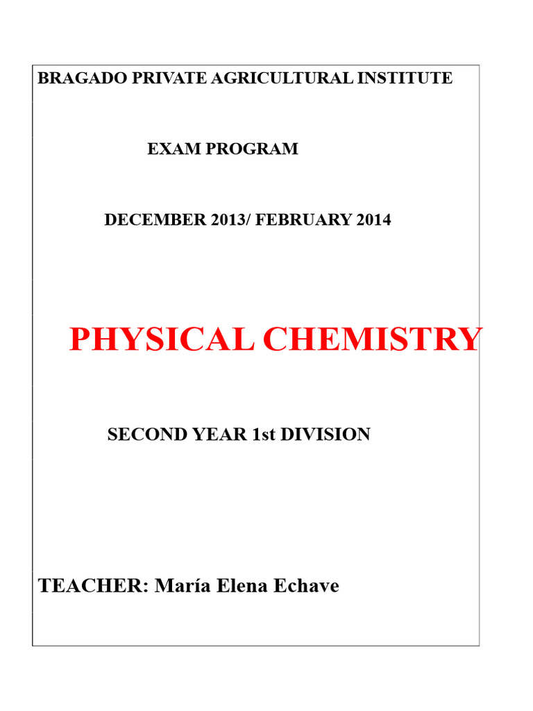 Physical Chemistry 2° 1° PDF | PDF | Gases | Atoms
