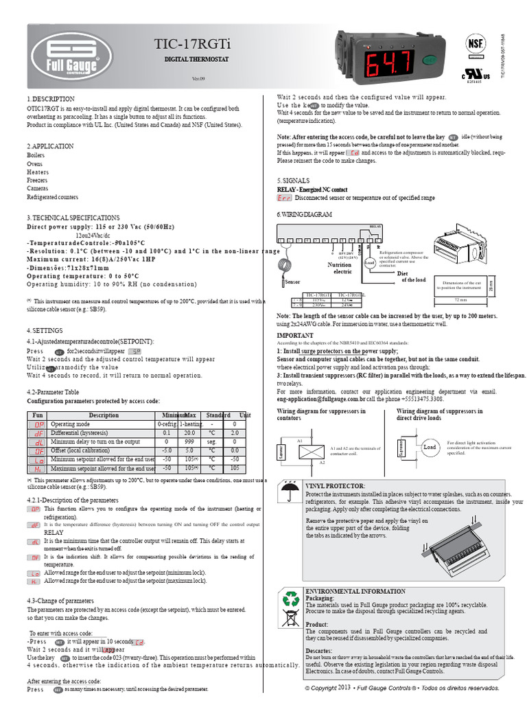 Temperature Controller Manual | PDF | Thermostat | Relay