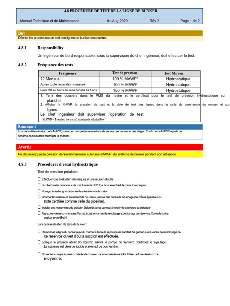 Test des Lignes de Bunker : Procédure et Sécurité | PDF