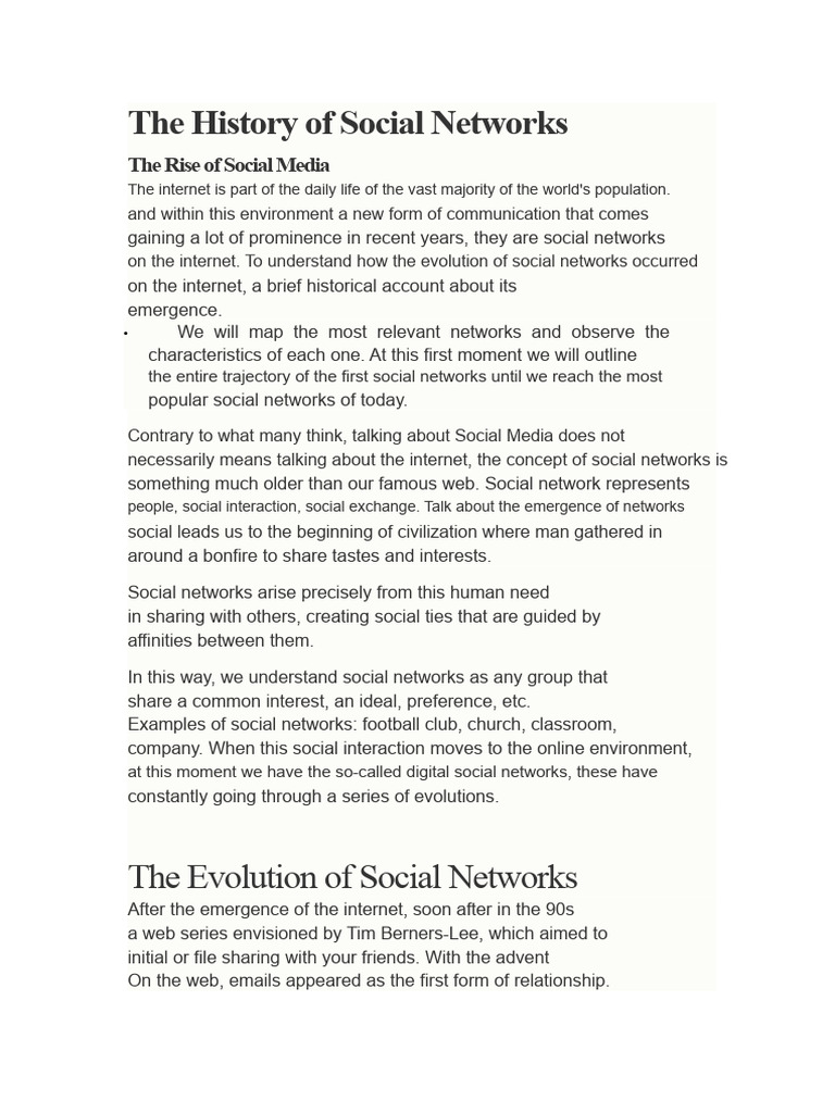 The History of Social Networks | PDF | Internet | Facebook