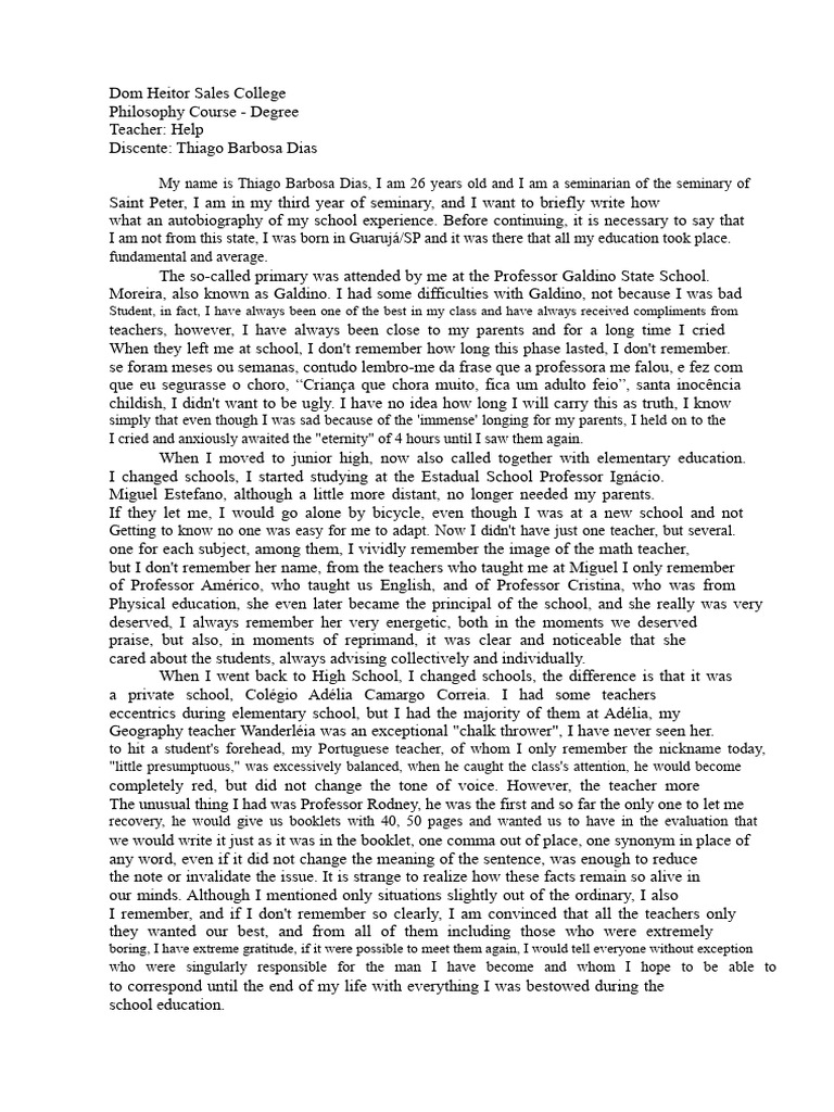 School Life autobiography | PDF