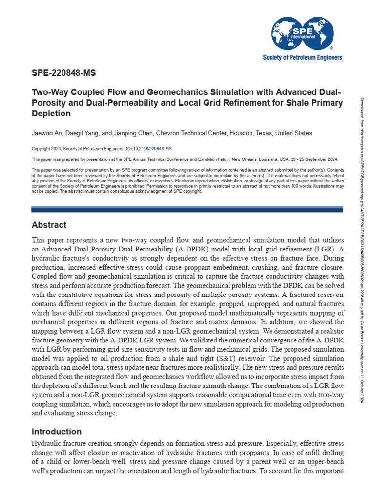 Two-Way Coupled Flow and Geomechanics Simulation With Advanced Dual ...