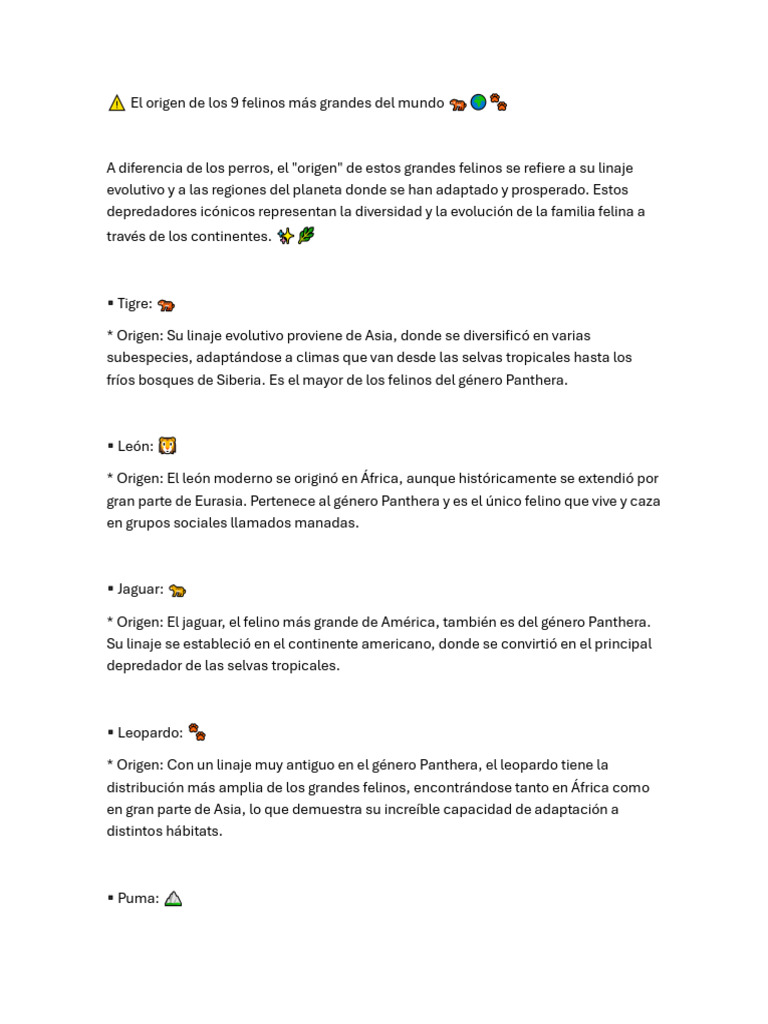 Origen de los 9 grandes felinos del mundo | PDF | Felidae | Lince