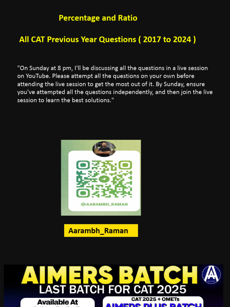 CAT Previous Year Percentage Questions | PDF