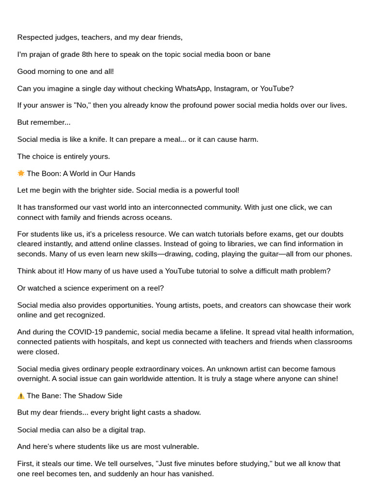 ? Social Media Boon or Bane - 20251030 - 070445 - 0000 | PDF