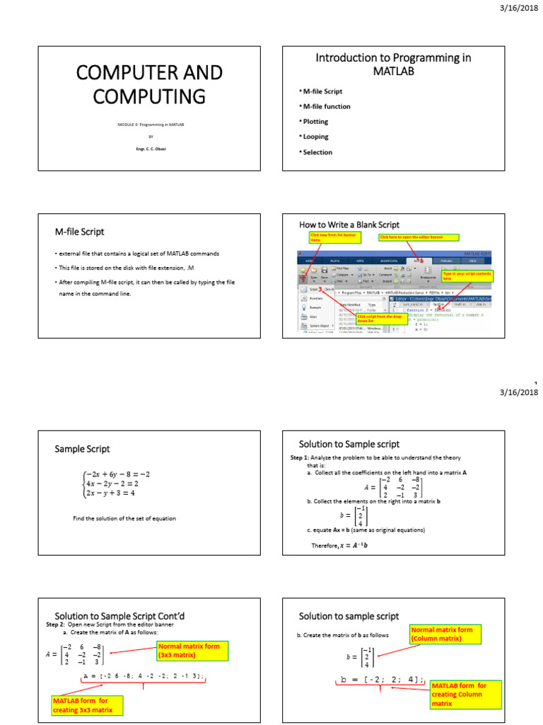 Programming With MATLAB | PDF | Matrix (Mathematics) | Control Flow