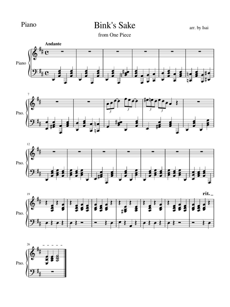 Binks Sake Kohei Tanaka Binks Sake Violin and Piano Duet 1 | PDF