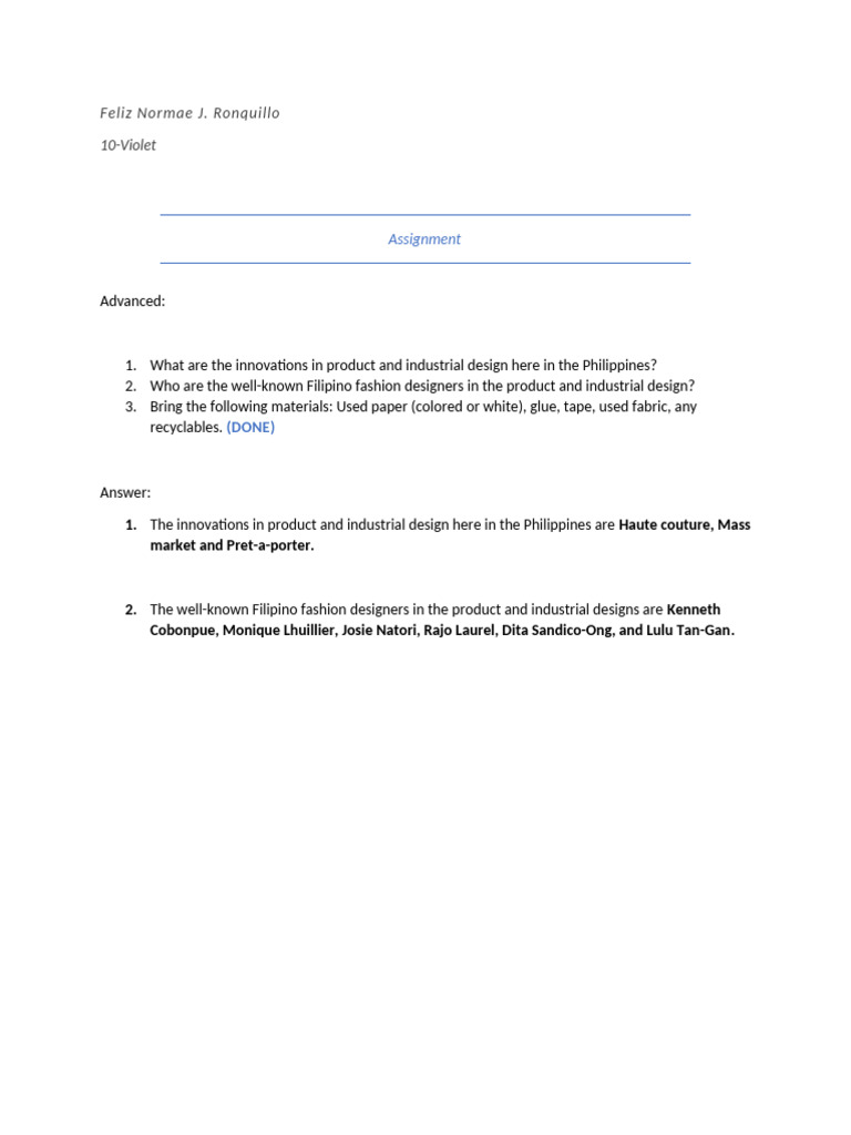 Assignment in Arts | PDF