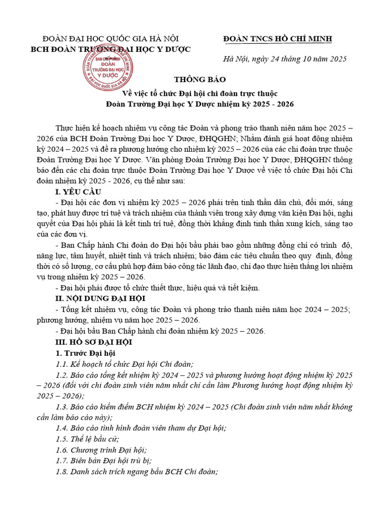 Signed - TB - To Chuc Dai Hoi Chi Doan Truc Thuoc | PDF