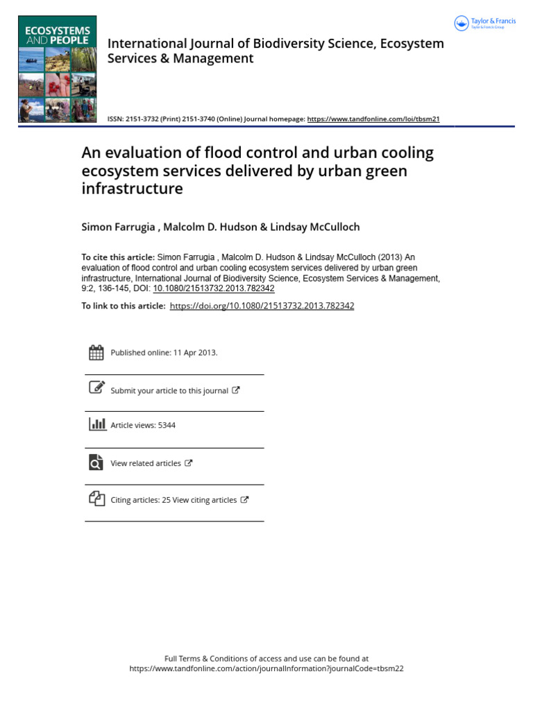 An Evaluation of Flood Control and Urban Cooling Ecosystem Services ...