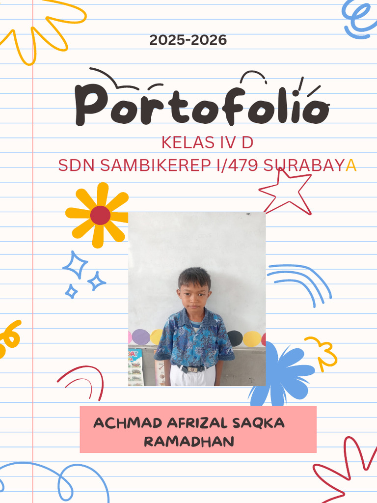 Colorful Lines Portfolio Cover A4 Document | PDF