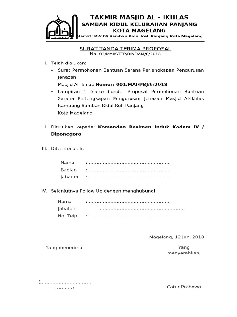 Proposal Bantuan Perlengkapan Jenazah Masjid | PDF