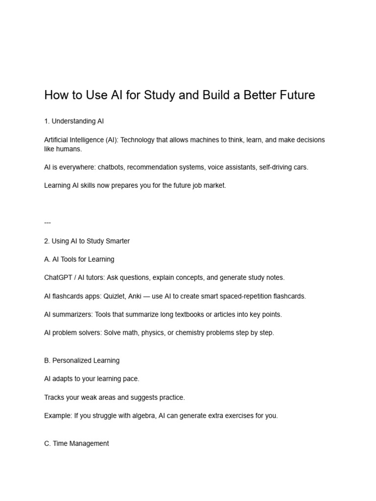 Optimize Study with AI Tools | PDF | Artificial Intelligence ...