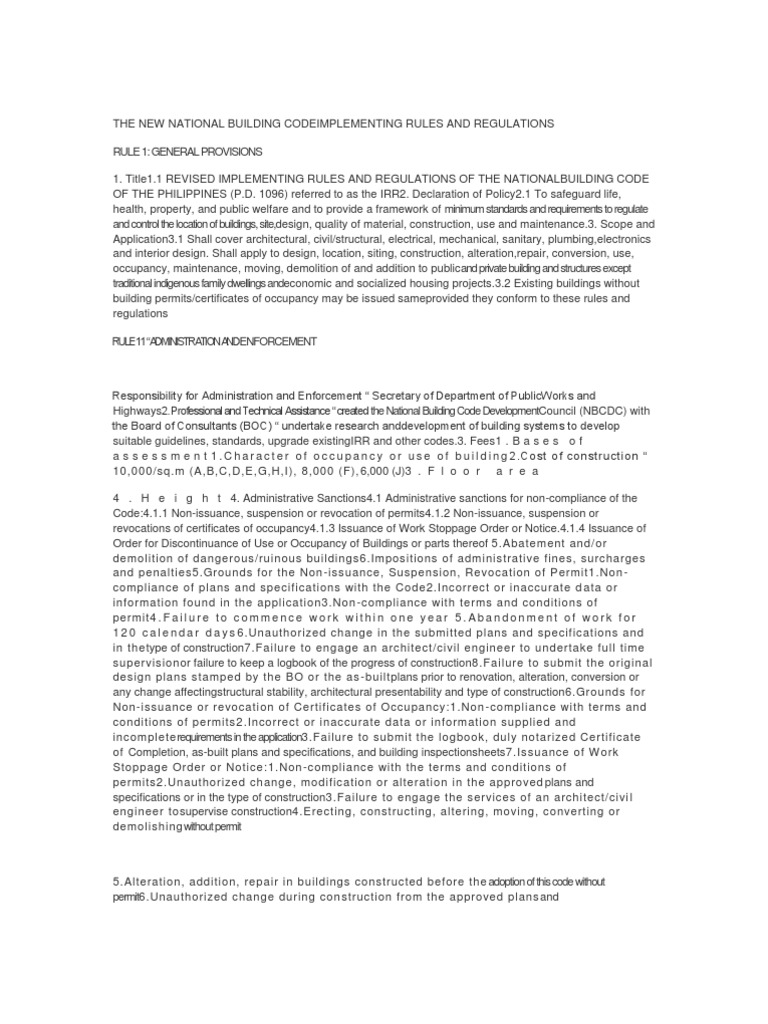Revised IRR of National Building Code | PDF | Building Code ...