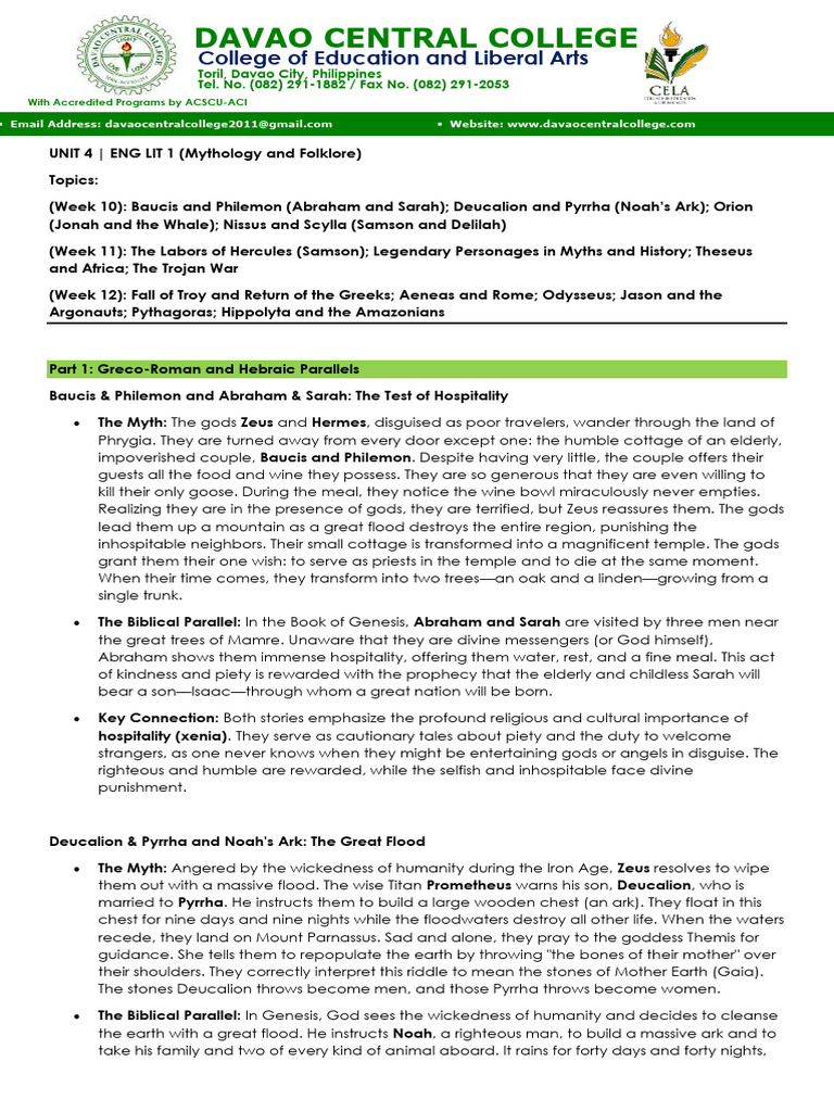 Eng Lit 1 - (Week 10-12) Unit 4 | PDF | Aeneas | Paris (Mythology)