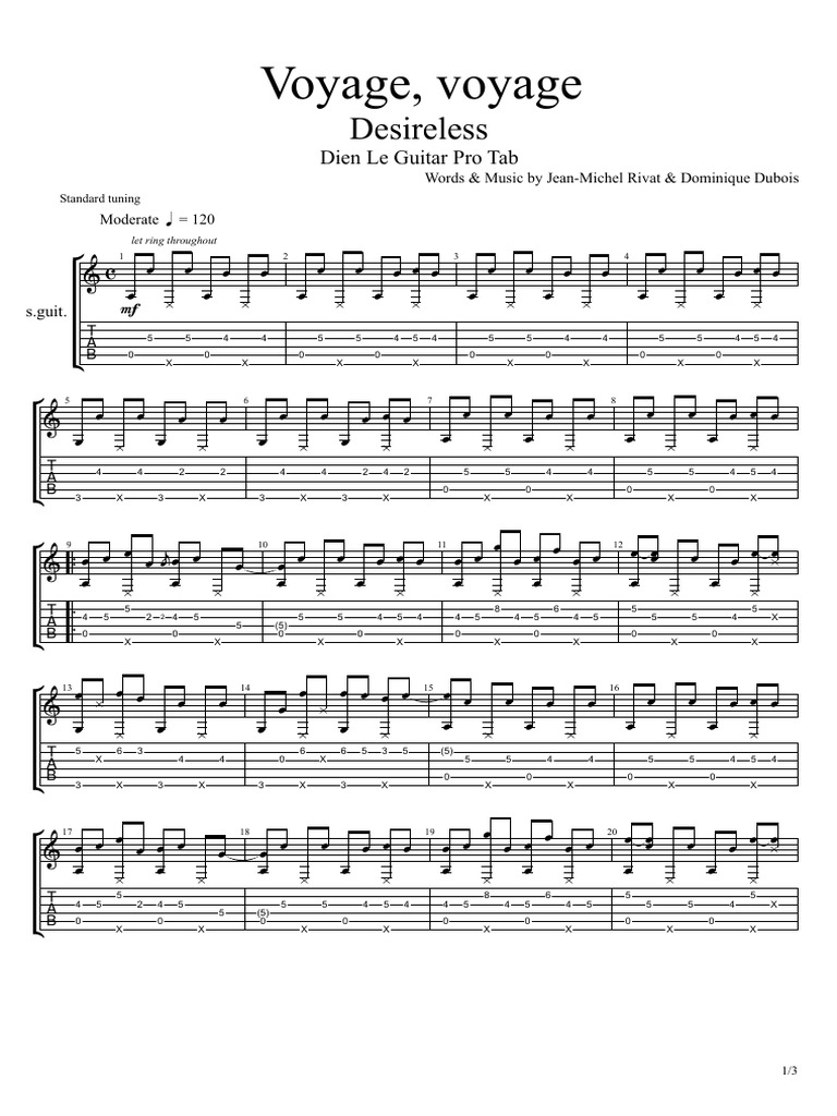 Voyage Guitar Pro Tab by Desireless | PDF | Number One Singles | Singles