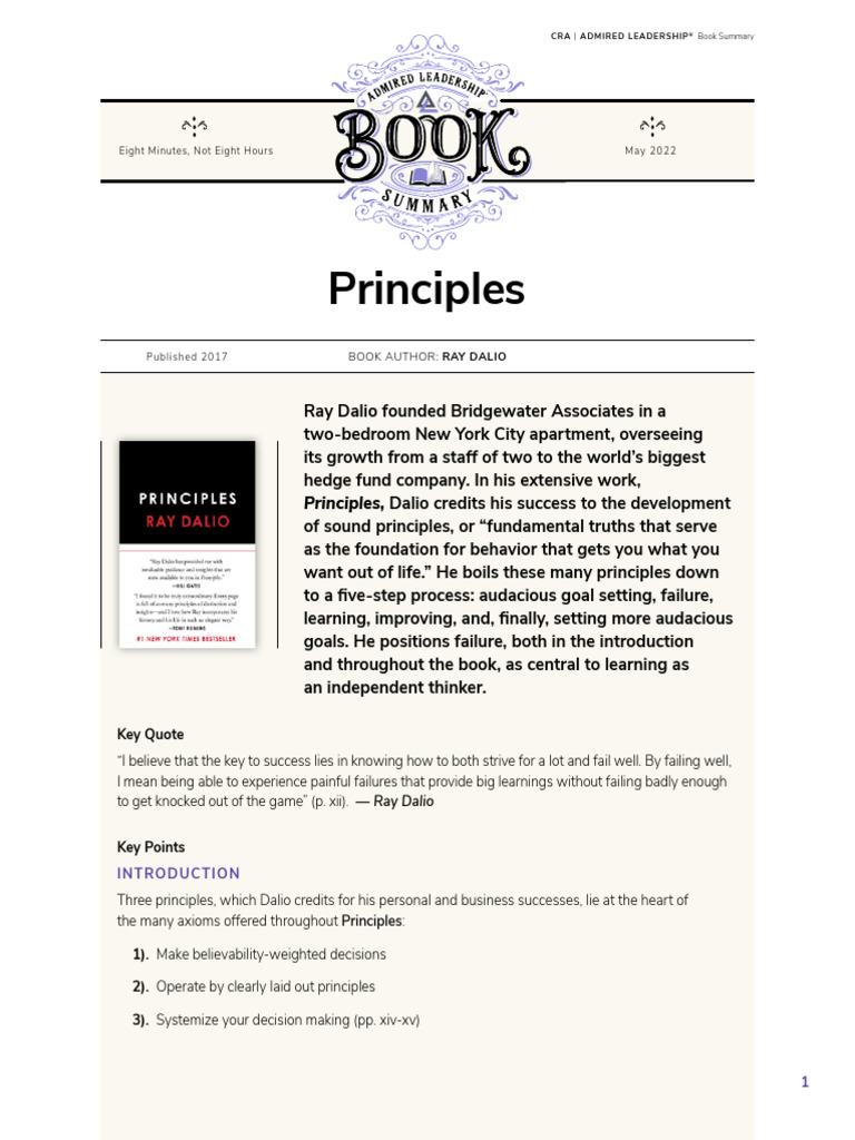 BOOKsummary Principles | PDF | Thought | Learning