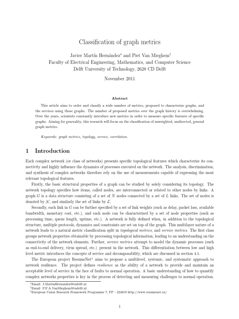 Classification of Graph Metrics Overview | PDF | Eigenvalues And ...