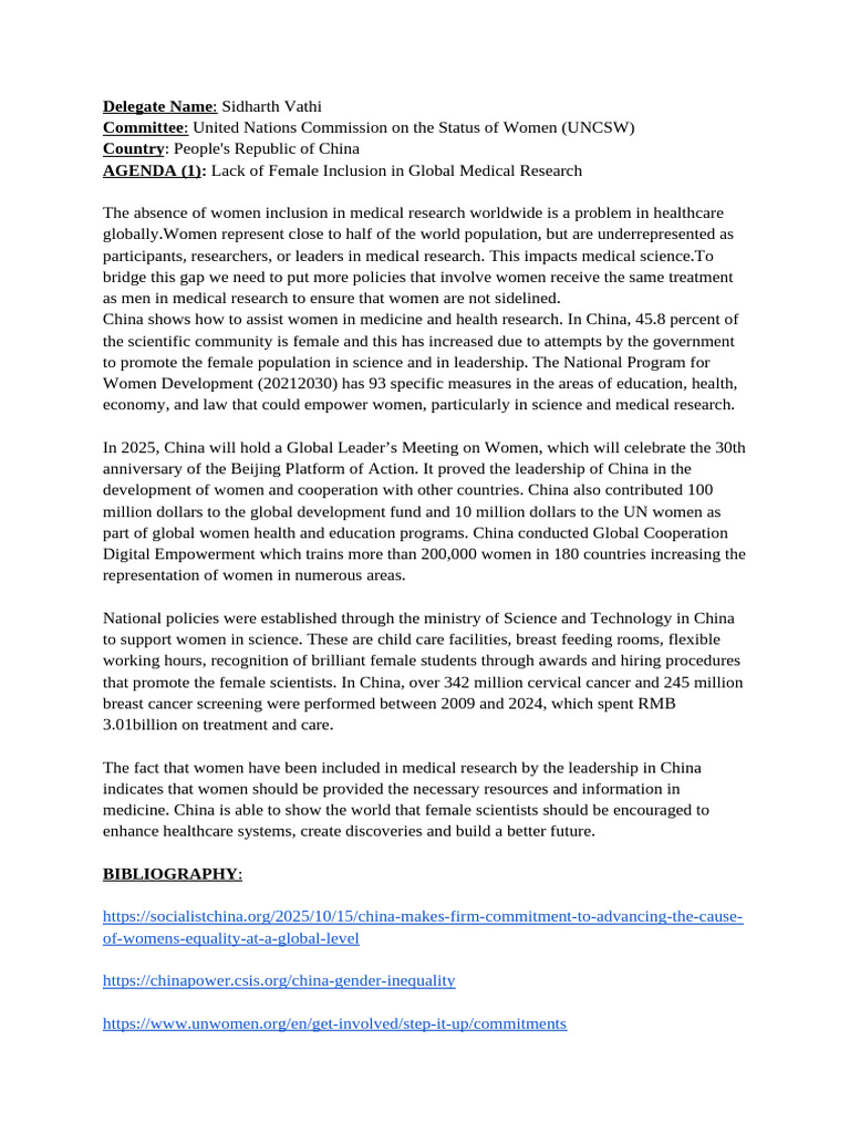 Uncsw China pp 3rd mun | PDF | Gender Equality | Gender Studies