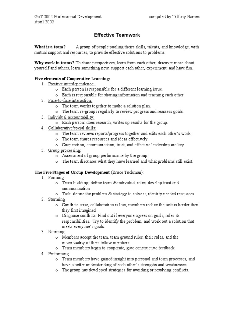 What Is A Team?: Effective Teamwork | PDF | Emergence | Educational ...