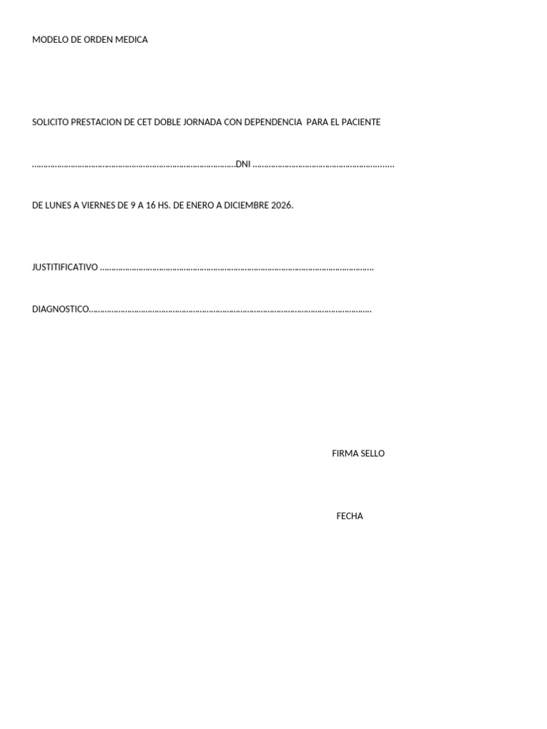 Modelo de Orden Medica Cet | PDF