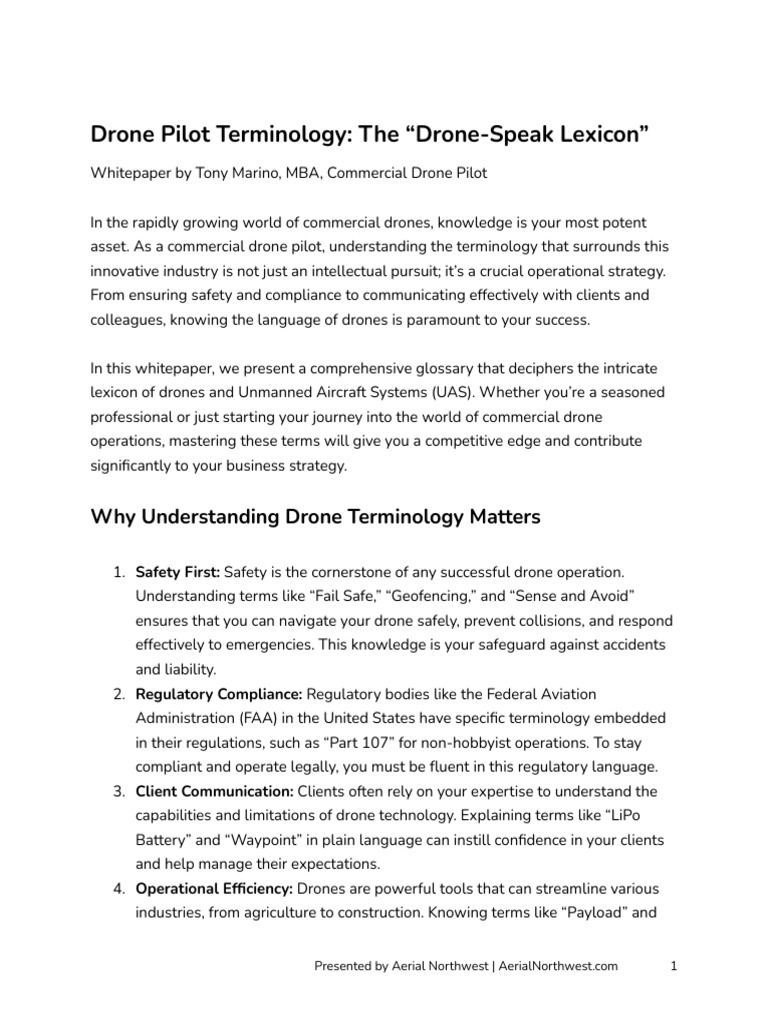 Drone Pilot Terminology - The Drone Speak Lexicon | PDF | Unmanned ...