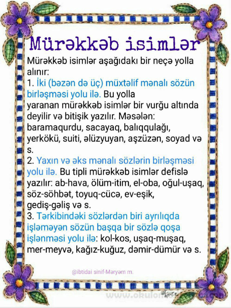 Azərbaycan Dili Ibtidai Qaydalar | PDF