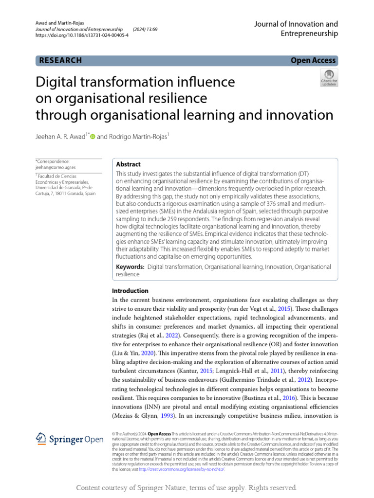 Digital Transformation Influence On Organisational | PDF | Innovation | Learning