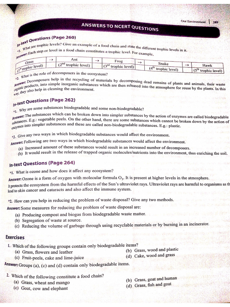 Class 10 Bio CH 13 Our Environment Important Questions | PDF