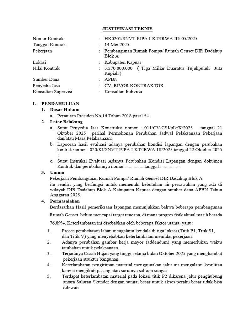 Justek Rumah Genset Tambahan Waktu | PDF