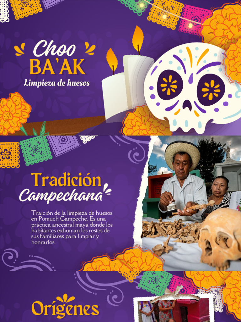 Presentación Día de Muertos Tradicional Mexicano Morado PDF | PDF