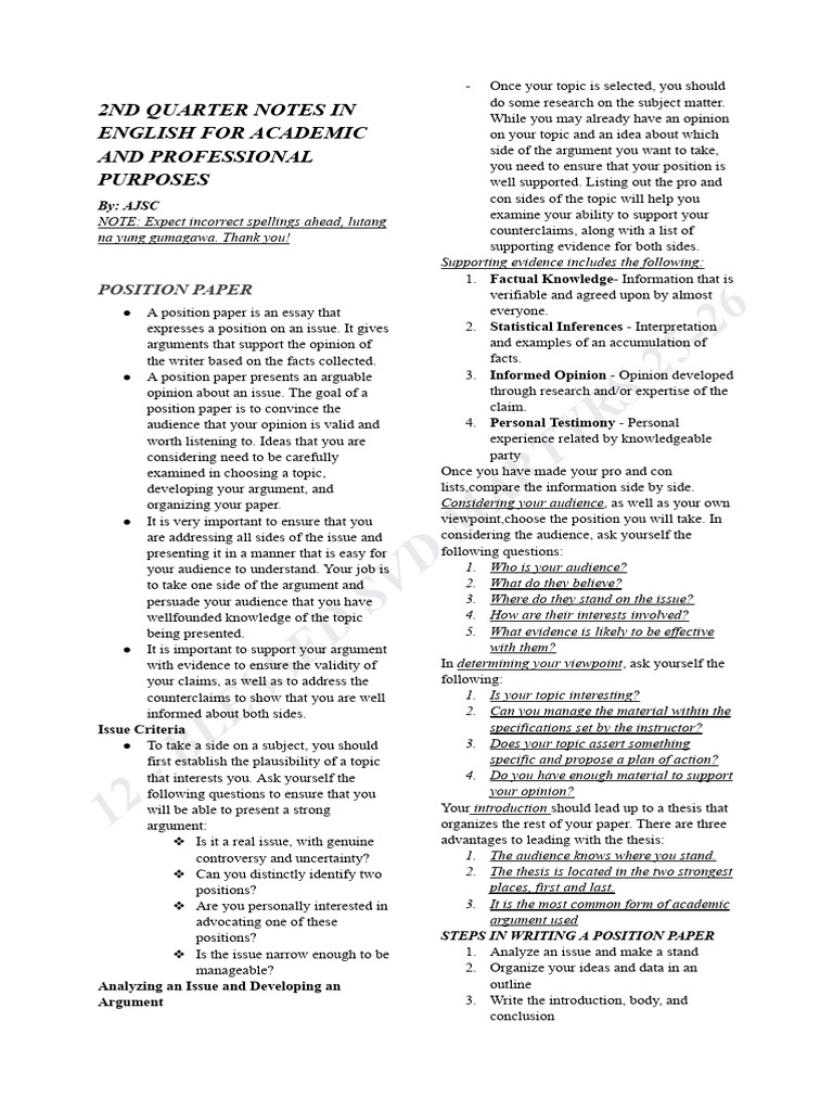 2ND Quarter Notes in English For Academic and Professional Purposes ...