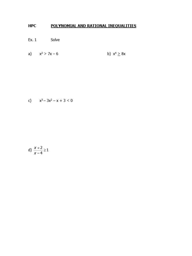 HPC Polynomial and Rational Inequalities | PDF