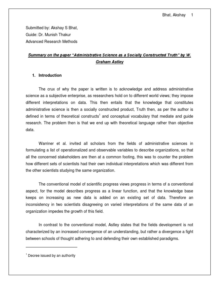 Summary of W. Graham Astley | PDF | Theory | Paradigm