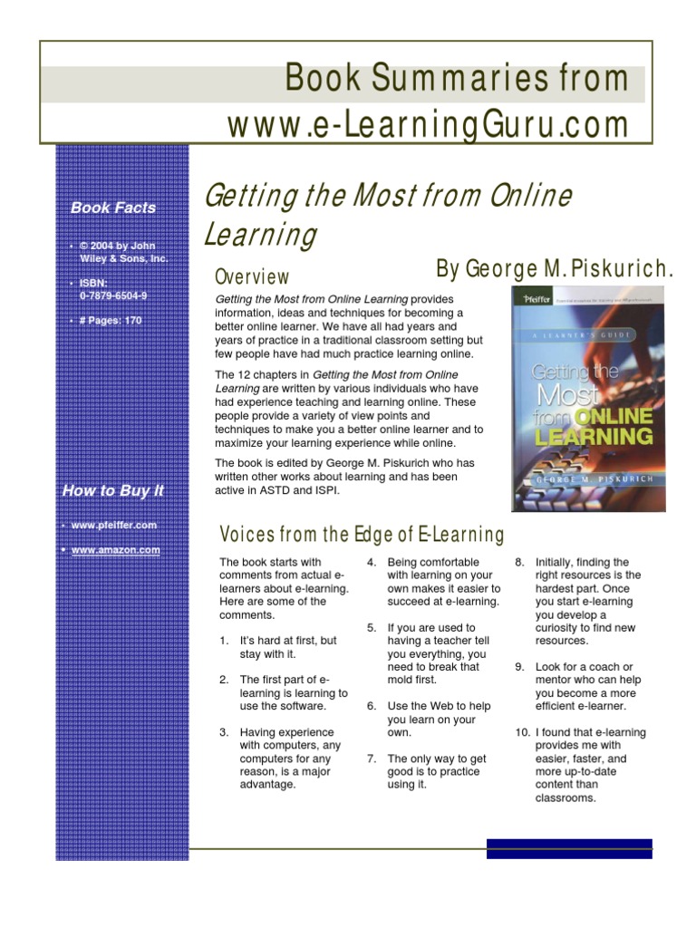 Getting The Most From Online Learning (Book Review) | PDF | Educational ...