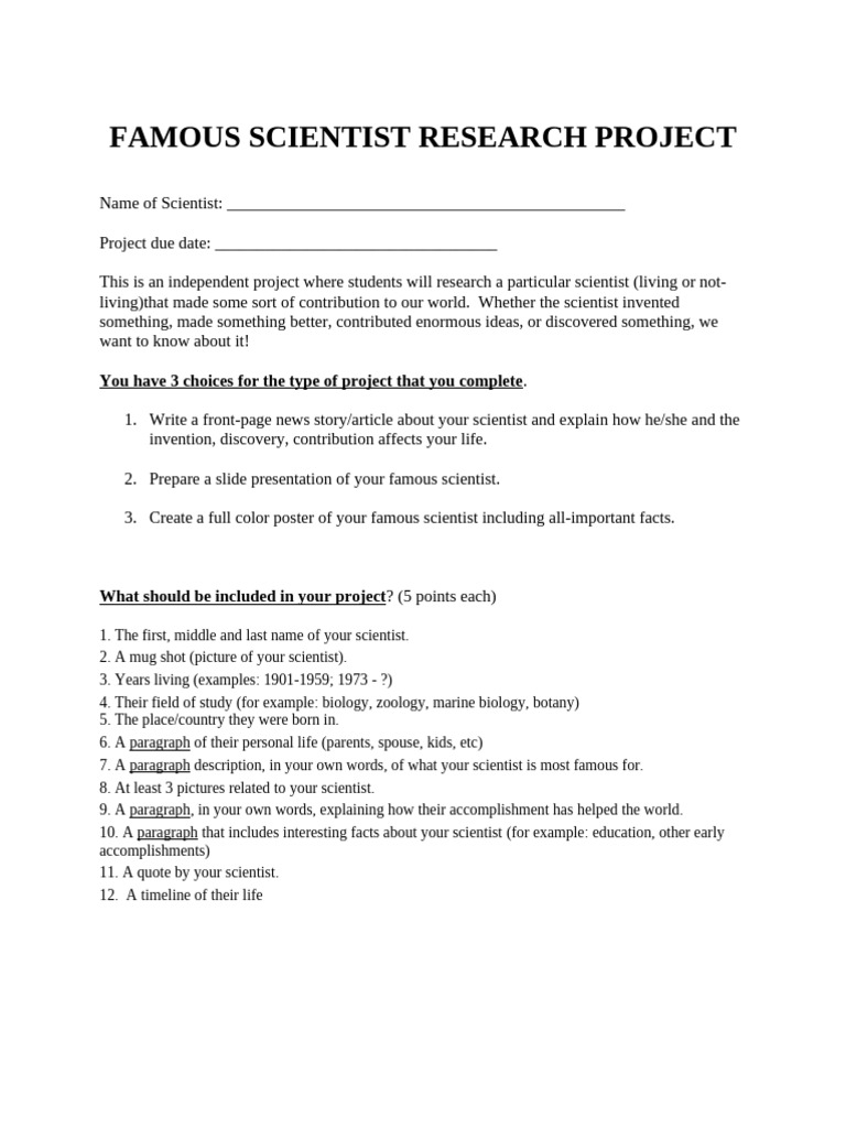 Scientist Research Project | PDF | Science