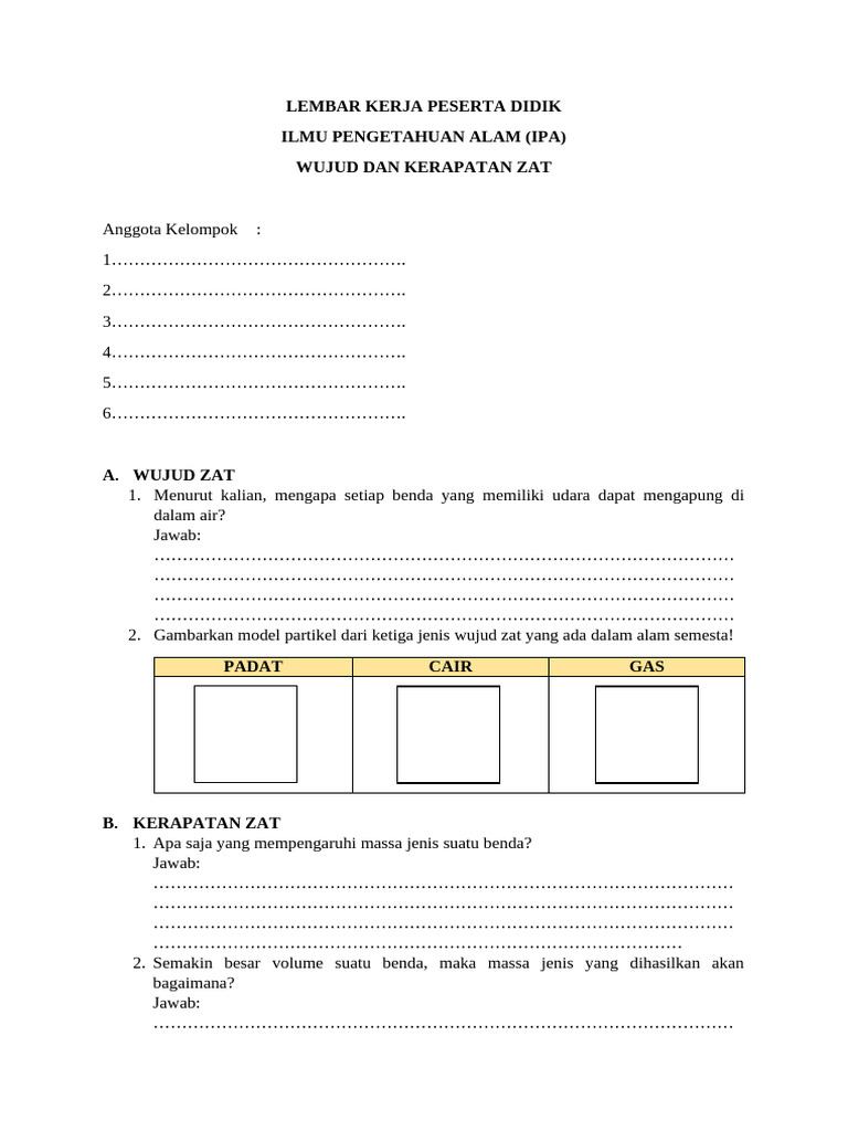 Wujud dan Kerapatan Zat dalam IPA | PDF