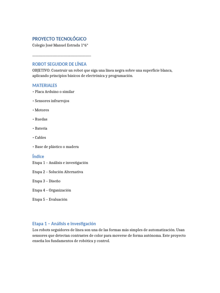Proyecto Robot Seguidor | PDF