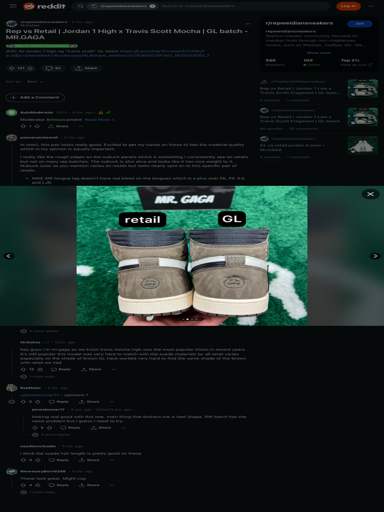 Rep vs Retail Jordan 1 High x Travis Scott Mocha GL Batch -MR.gaga ...