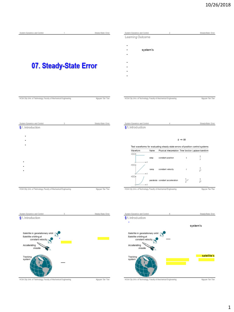 Ch.07 Steady State Error | PDF | Steady State | Control Theory