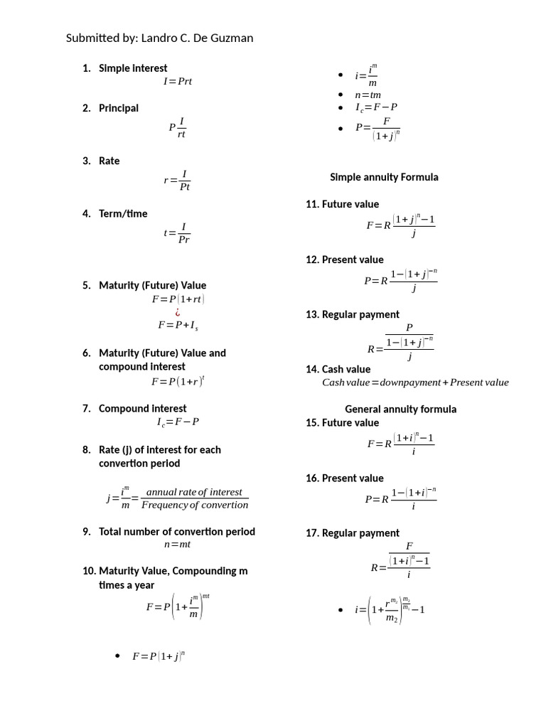 Math Formula | PDF | Present Value | Compound Interest